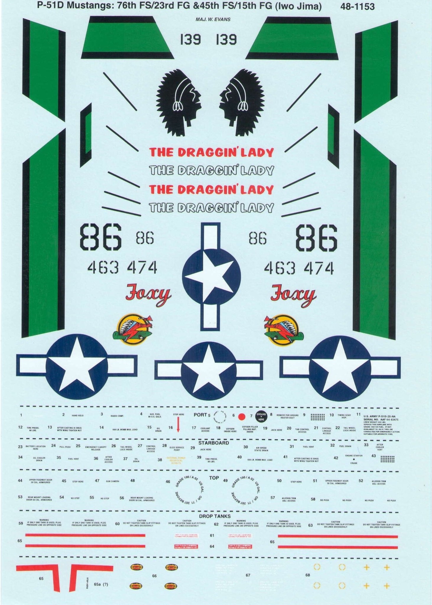 Decal Review: SuperScale Decals P-51D Mustangs (48-1153) – Iwo Jima Models