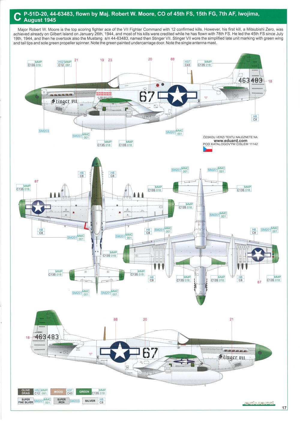 Iwo Jima VLR Mustang Squadron Markings Part I ; 45th Fighter Squadron ...