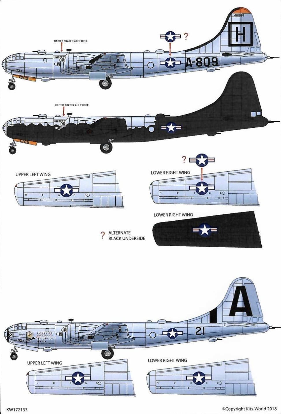Decal Review: Kits-World War Birds 1/72nd and 1/48th Boeing B-29 ...